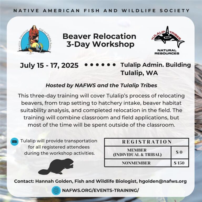 Beaver Relocation Workshop - Native American Fish and Wildlife Society